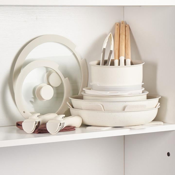 7/21pcs Cookware Set with Removable Handles – Includes Frying Pan ...