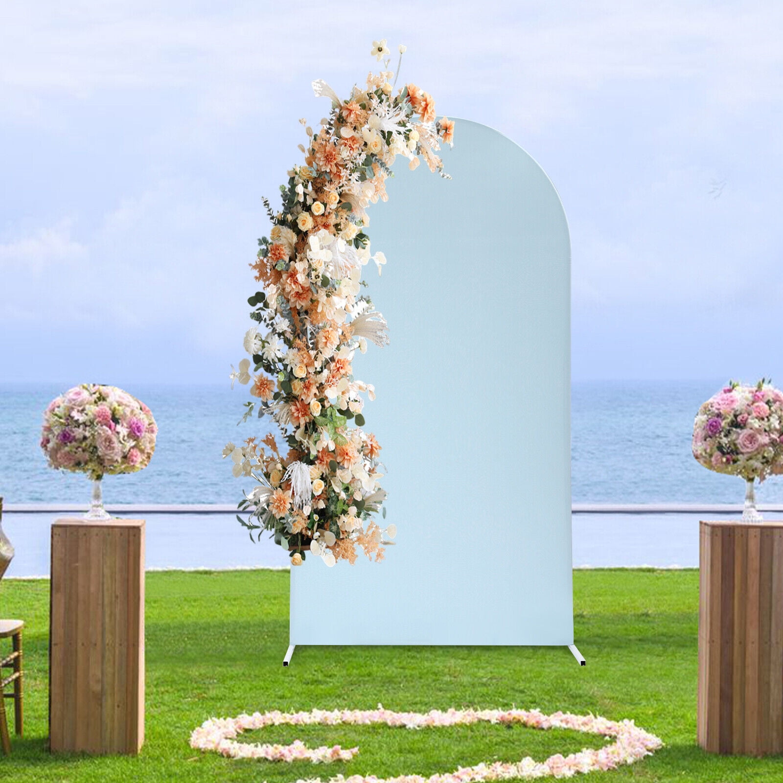 7.22ft Wedding Arch Backdrop Stand Balloon Arch Frame Kit with Cloth ...