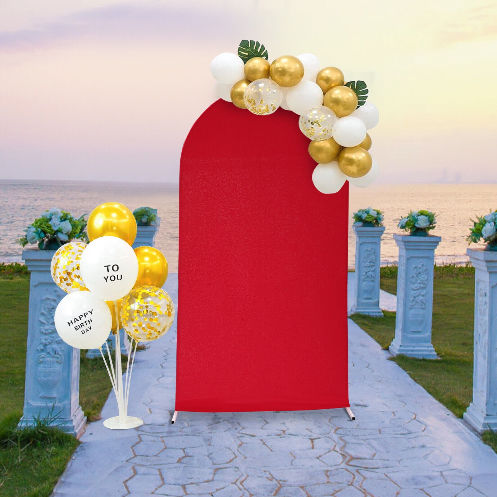 7.22ft Wedding Arch Backdrop Stand Balloon Arch Frame Kit with Cloth ...