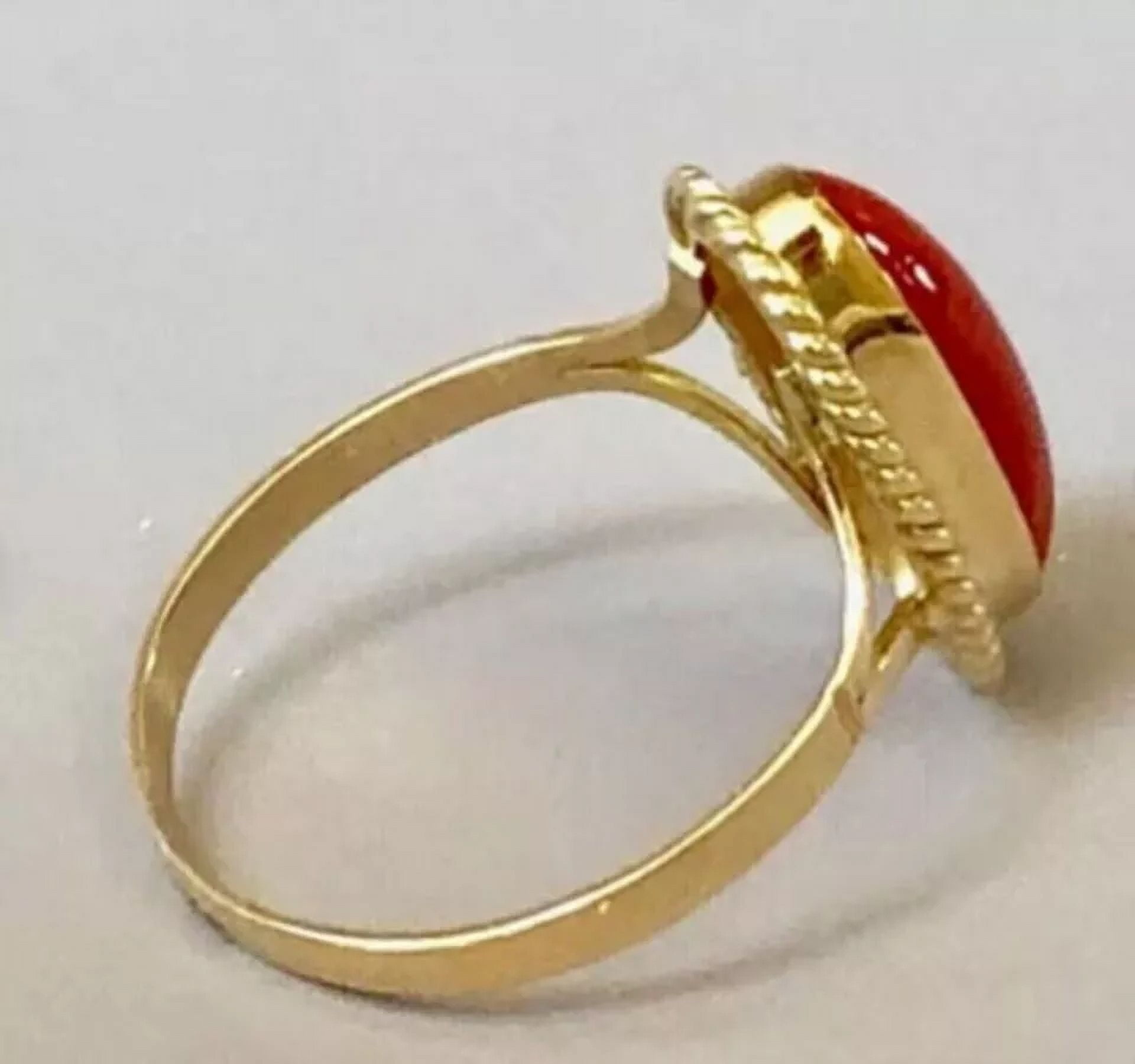 7.25 Carat Italian Red Coral Moonga Munga Gemstone Punchdhatu Ring For ...
