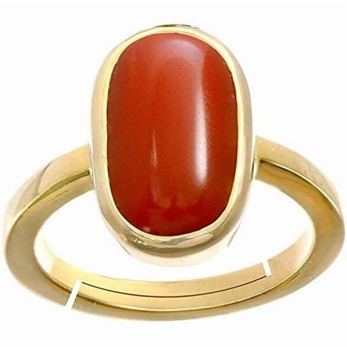 7.25 Carat Natural Red Coral Gemstone Ring Unisex Panchadhatu ...
