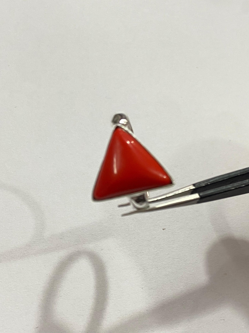 7.25 Carat Natural Triangle Red Coral Gemstone Ring Unisex Panchadhatu ...