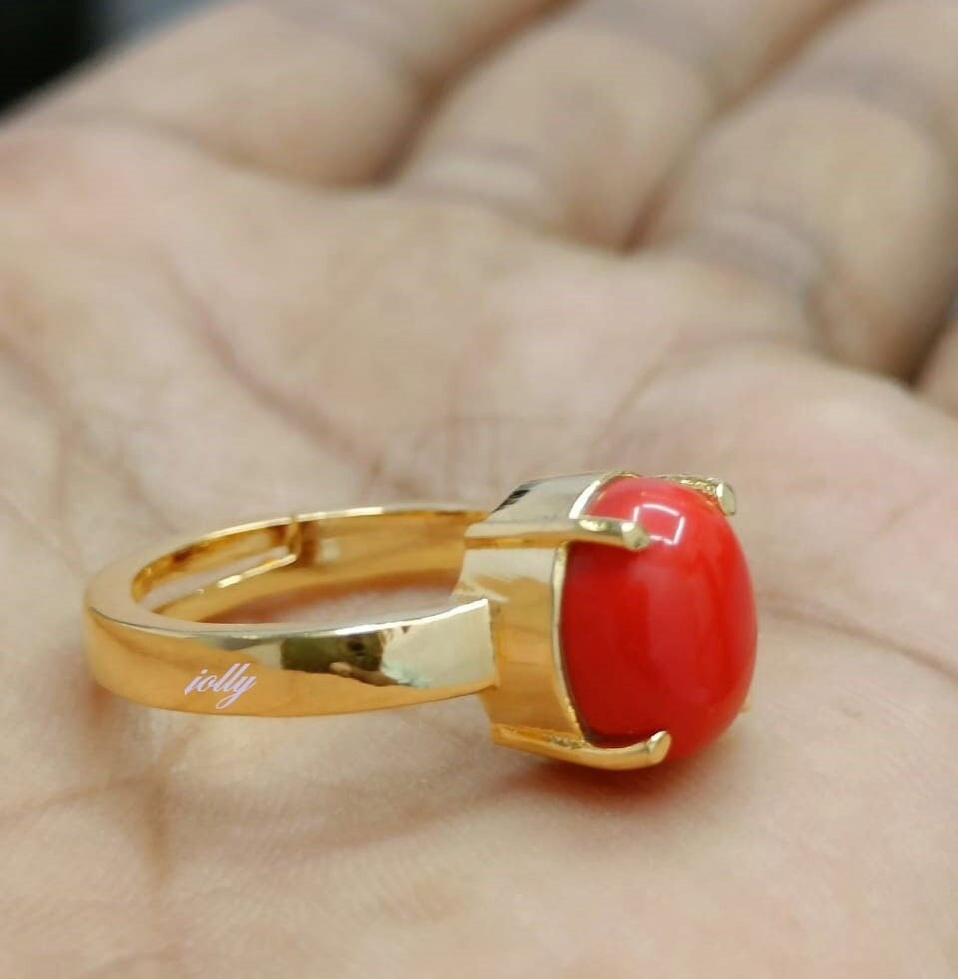 Arenagemsjewellery Oval Red Coral Gemstone Handmade Punchdhatu ...
