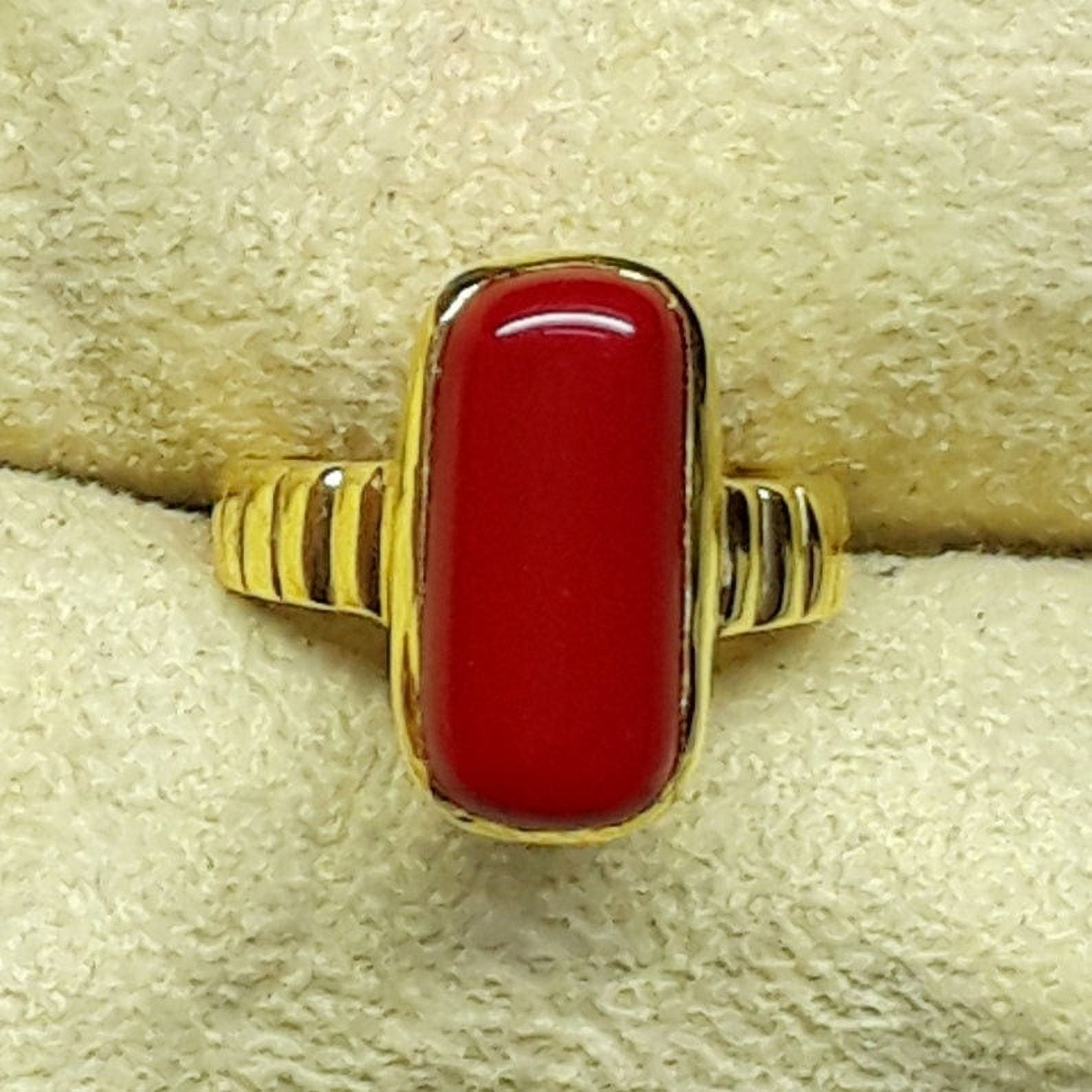 7.25 carat Natural Coral Ring-Astrological purposes Ring Natural Red ...