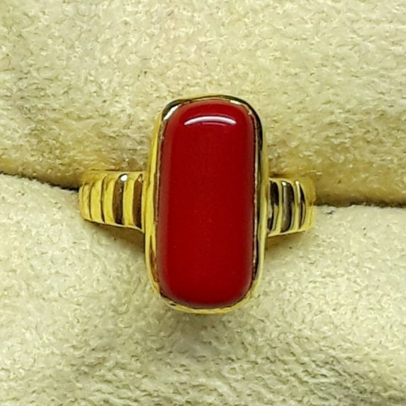 7.25 carat Natural Coral Ring-Astrological purposes Ring Natural Red ...