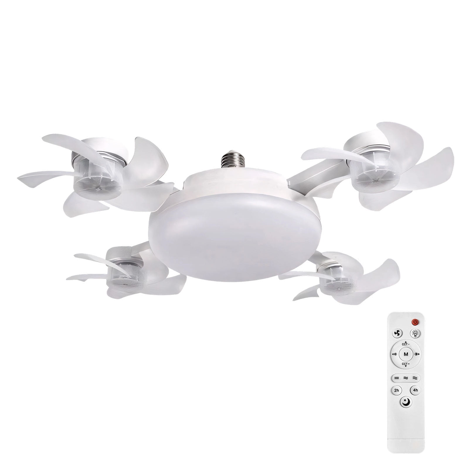 7.28" Remote Control Ceiling Fan Light - E27 Energy-Saving Silent Fan ...