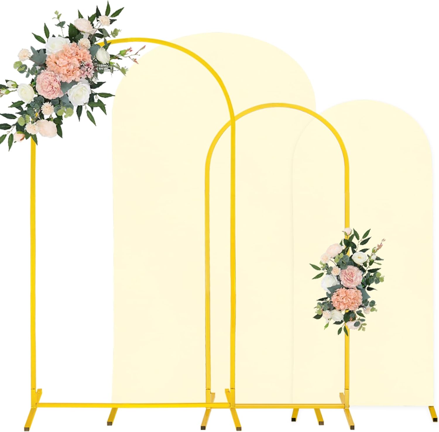 7.2FT and 6FT Wedding Arch Stand with Matching Ivory Spandex Fitted ...