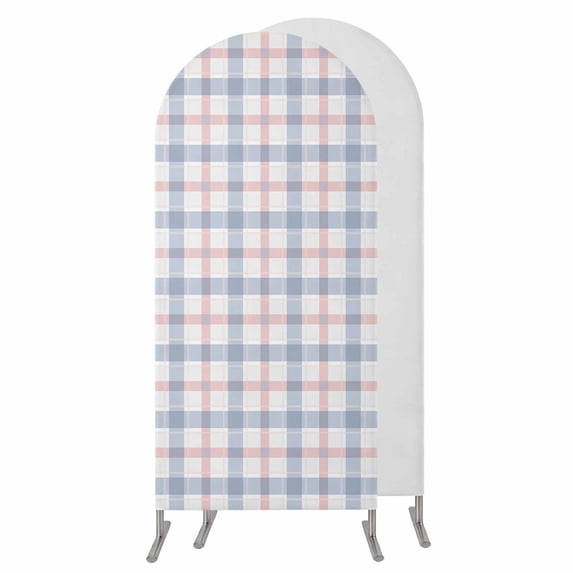 7.2FT Arch Backdrop Covers, Abstract Plaid, Wedding Arch Cover Stretchy ...