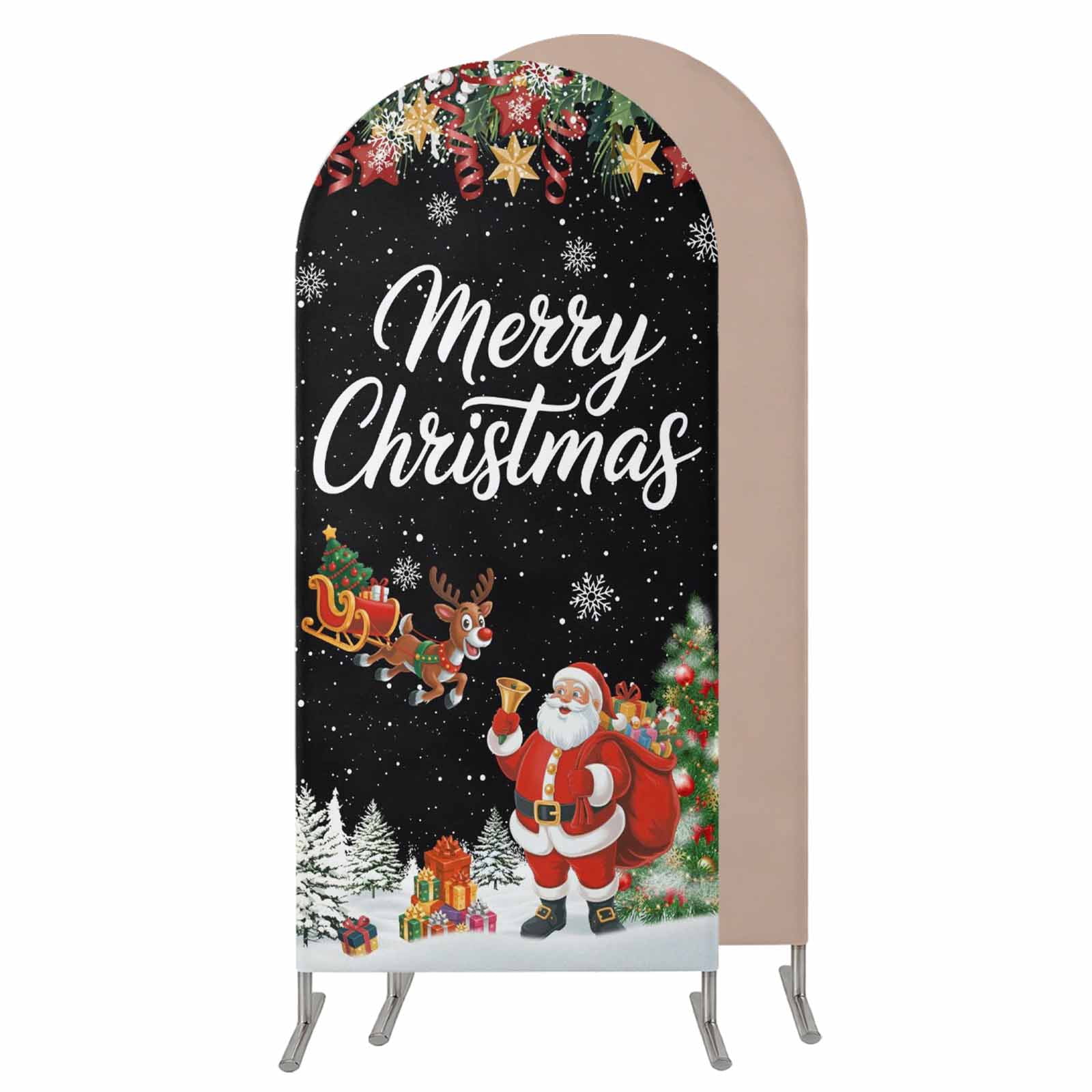 7.2FT Arch Backdrop Covers, Black Christmas Wedding Arch Cover Stretchy ...