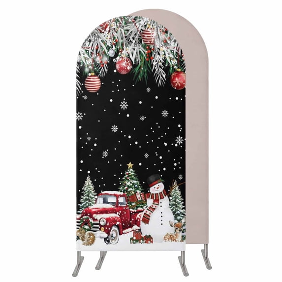 7.2FT Arch Backdrop Covers, Black Christmas Wedding Arch Cover Stretchy ...