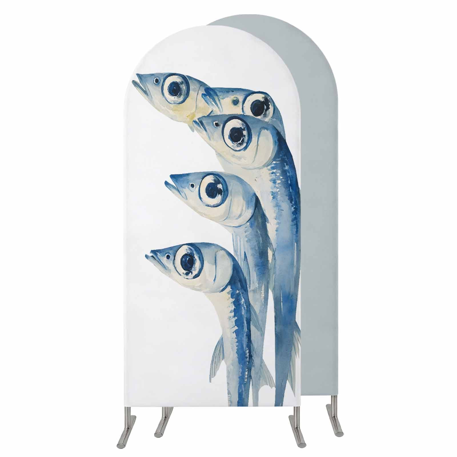 7.2FT Arch Backdrop Covers, Blue Fish Wedding Arch Cover Stretchy ...