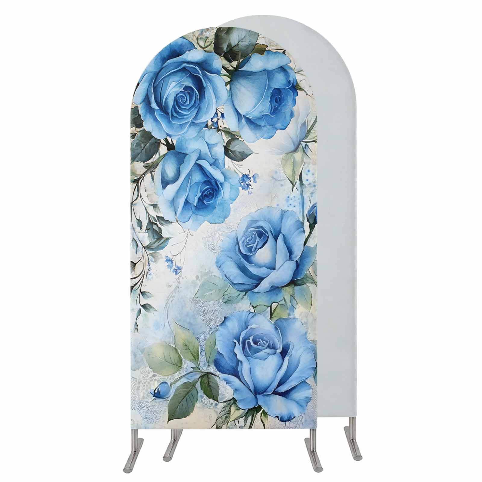 7.2FT Arch Backdrop Covers, Blue Flower Spring Wedding Arch Cover ...