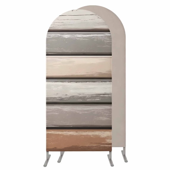 7.2FT Arch Backdrop Covers, Brown Beige Stripes Wedding Arch Cover ...