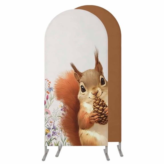 7.2FT Arch Backdrop Covers, Fall Squirrel Wedding Arch Cover Stretchy ...