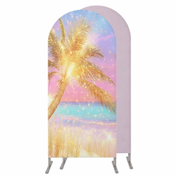 7.2FT Arch Backdrop Covers, Golden Palm Tree Wedding Arch Cover ...