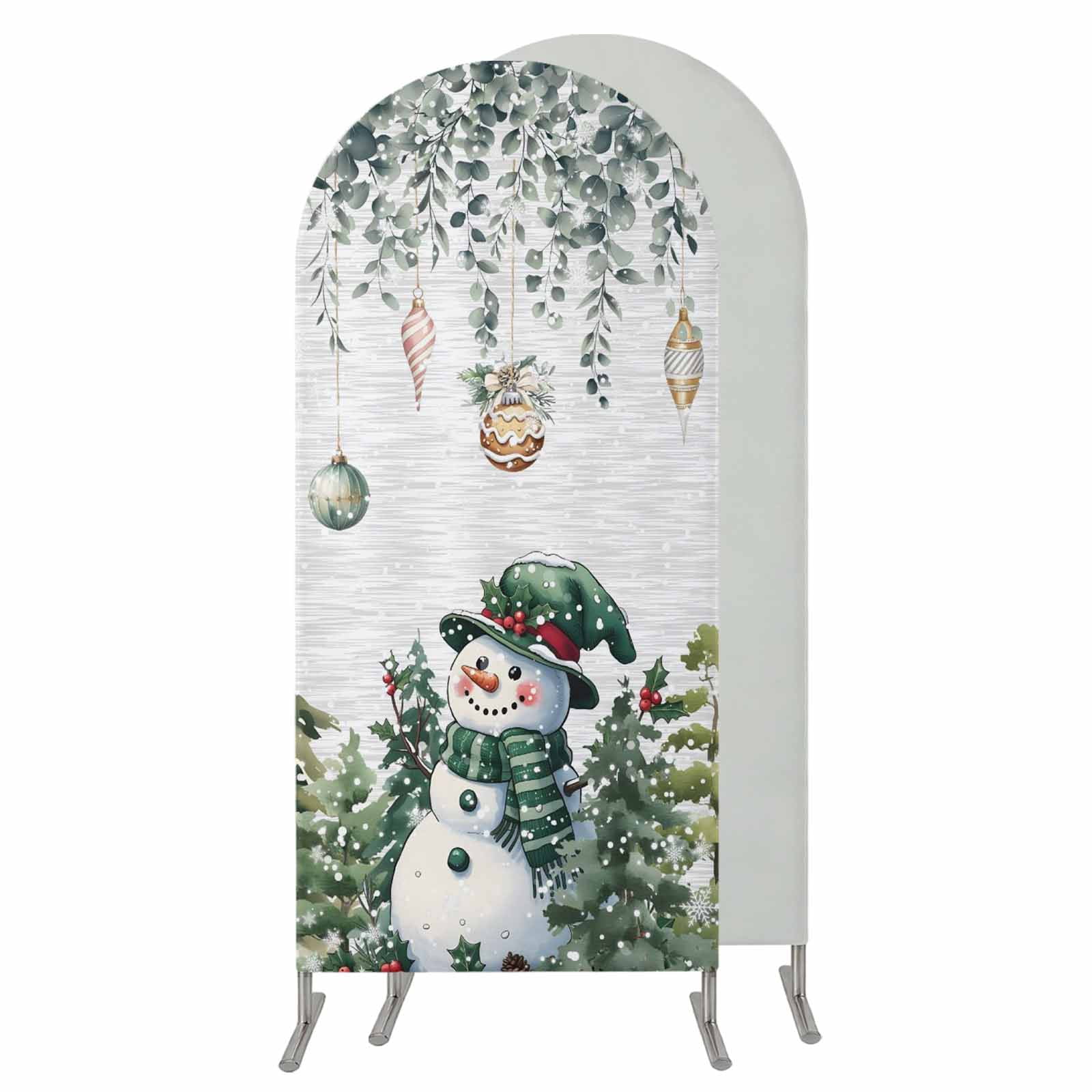 7.2FT Arch Backdrop Covers, Green Snowman Christmas Wedding Arch Cover ...