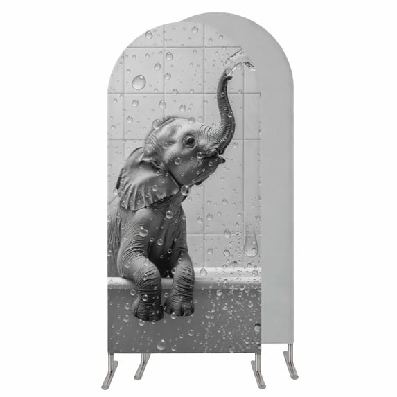 7.2FT Arch Backdrop Covers, Grey Elephant Wedding Arch Cover Stretchy ...