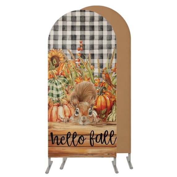7.2FT Arch Backdrop Covers, Hello Fall Squirrel Wedding Arch Cover ...