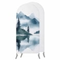 7.2FT Arch Backdrop Covers, Ink Watercolor Forest Lake Wedding Arch ...