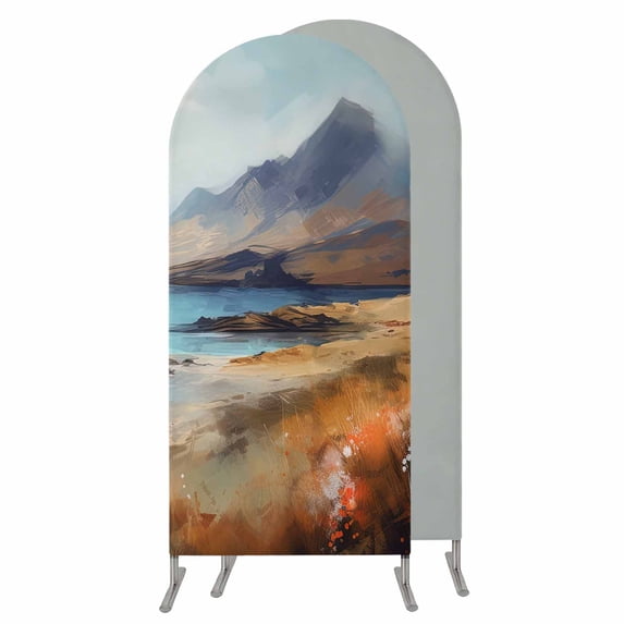 7.2FT Arch Backdrop Covers, Mountain Wedding Arch Cover Stretchy ...