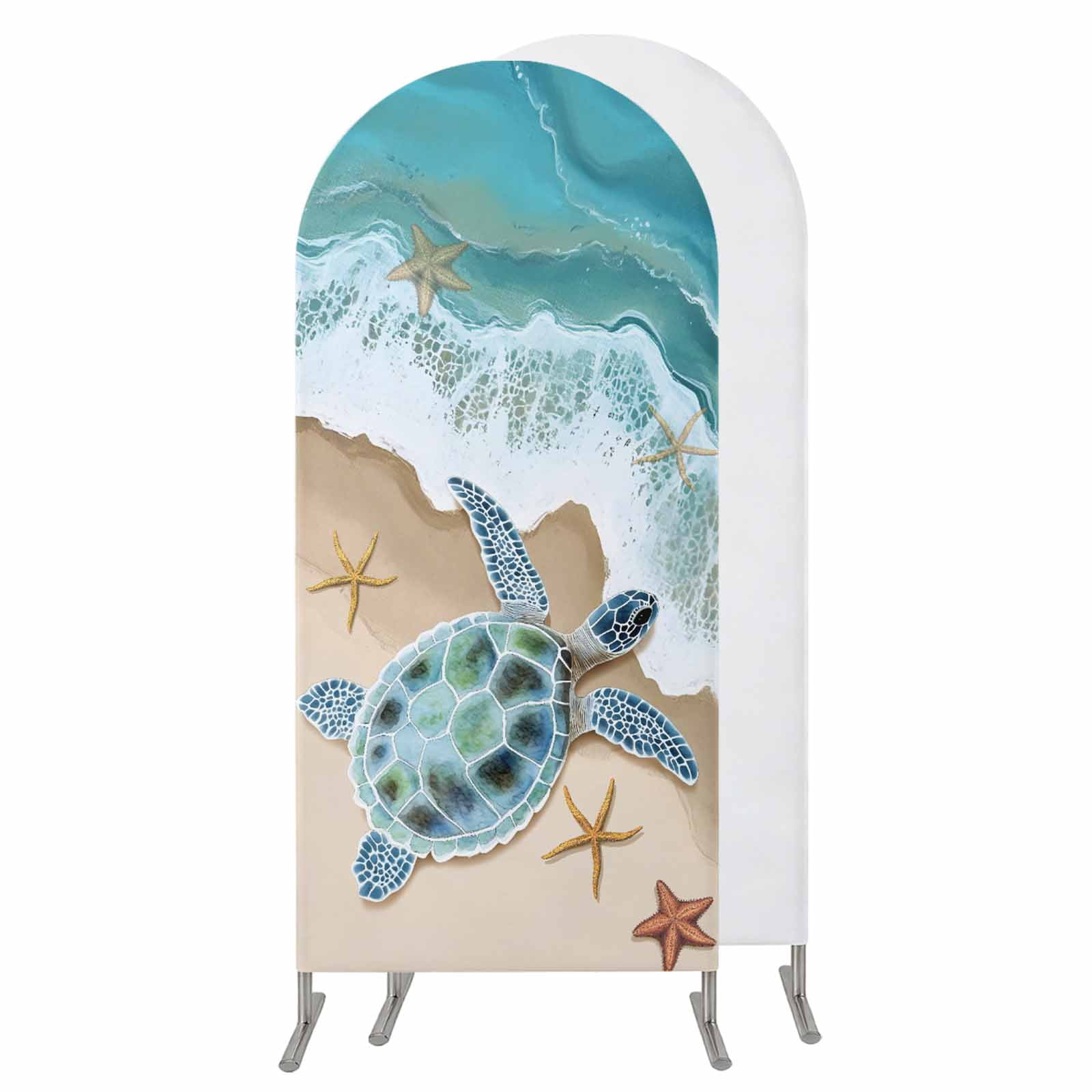 7.2FT Arch Backdrop Covers, Ocean Turtle Wedding Arch Cover Stretchy ...