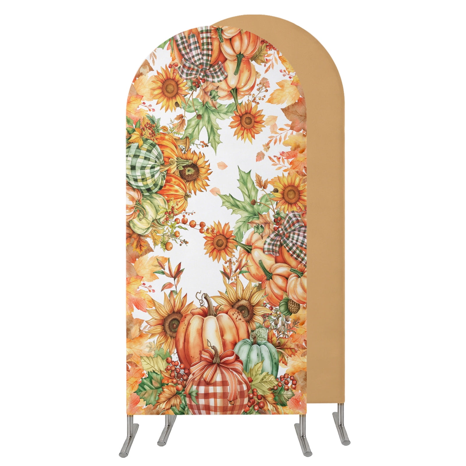 7.2FT Arch Backdrop Covers, Orange Pumpkins Fall Thanksgiving Wedding ...