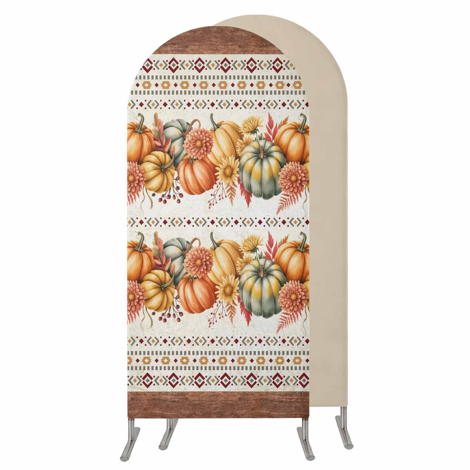 7.2FT Arch Backdrop Covers, Orange Pumpkins Fall Wedding Arch Cover ...