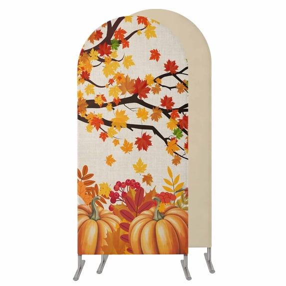 7.2FT Arch Backdrop Covers, Orange Pumpkins Fall Wedding Arch Cover ...
