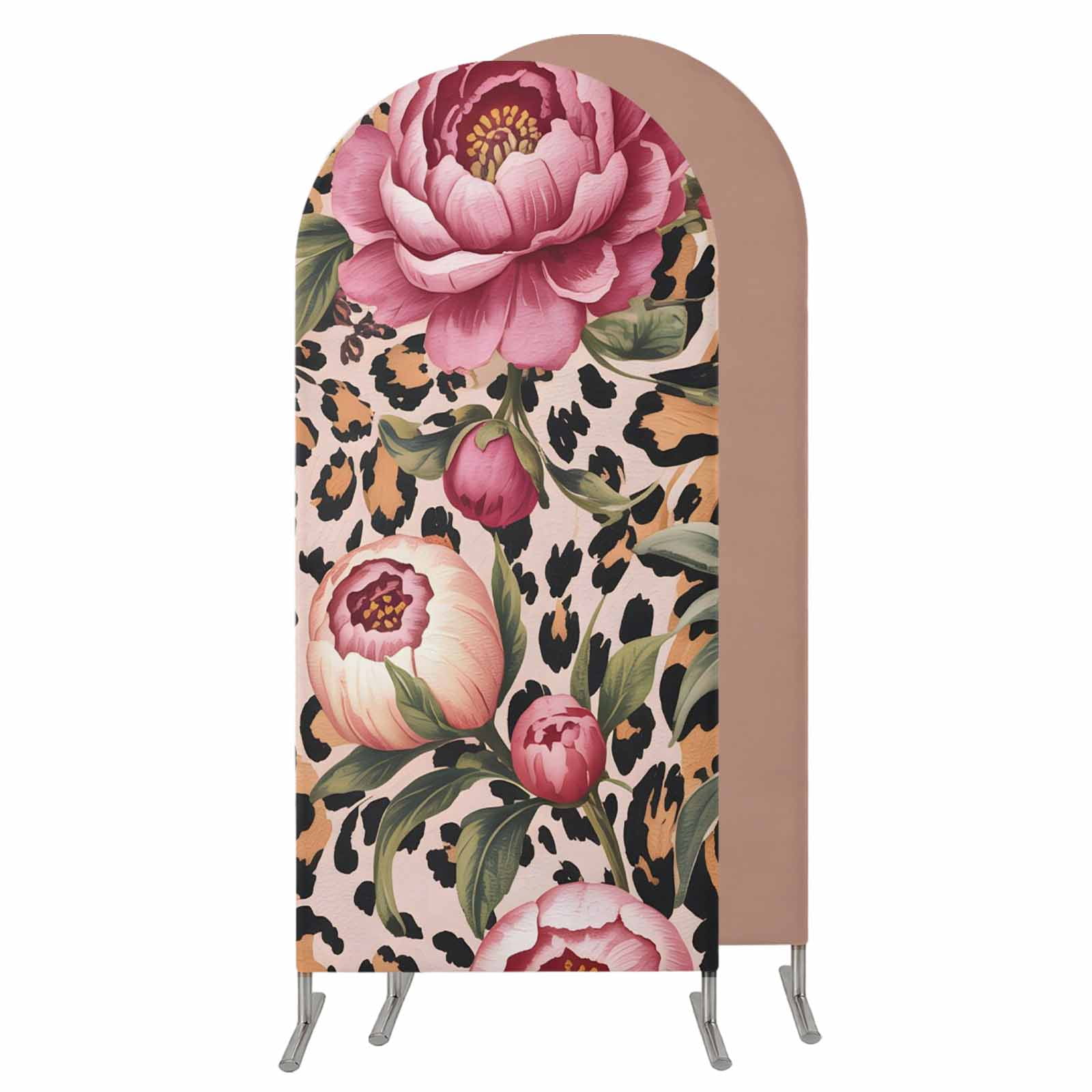 7.2FT Arch Backdrop Covers, Pink Flowers Wedding Arch Cover Stretchy ...
