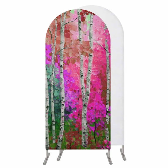 7.2FT Arch Backdrop Covers, Pink Green Oil Painting Wedding Arch Cover ...
