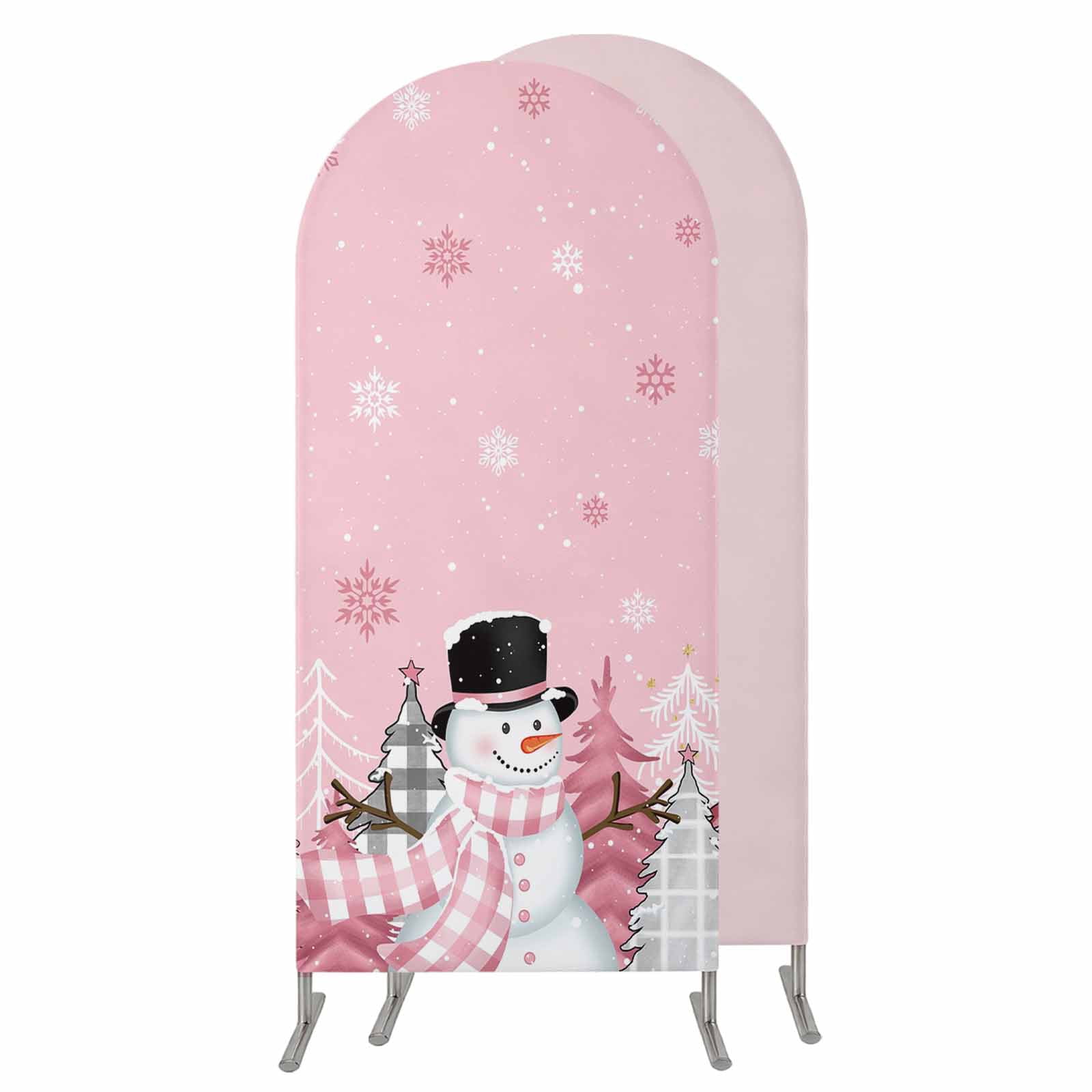 7.2FT Arch Backdrop Covers, Pink Snowman Christmas Wedding Arch Cover ...