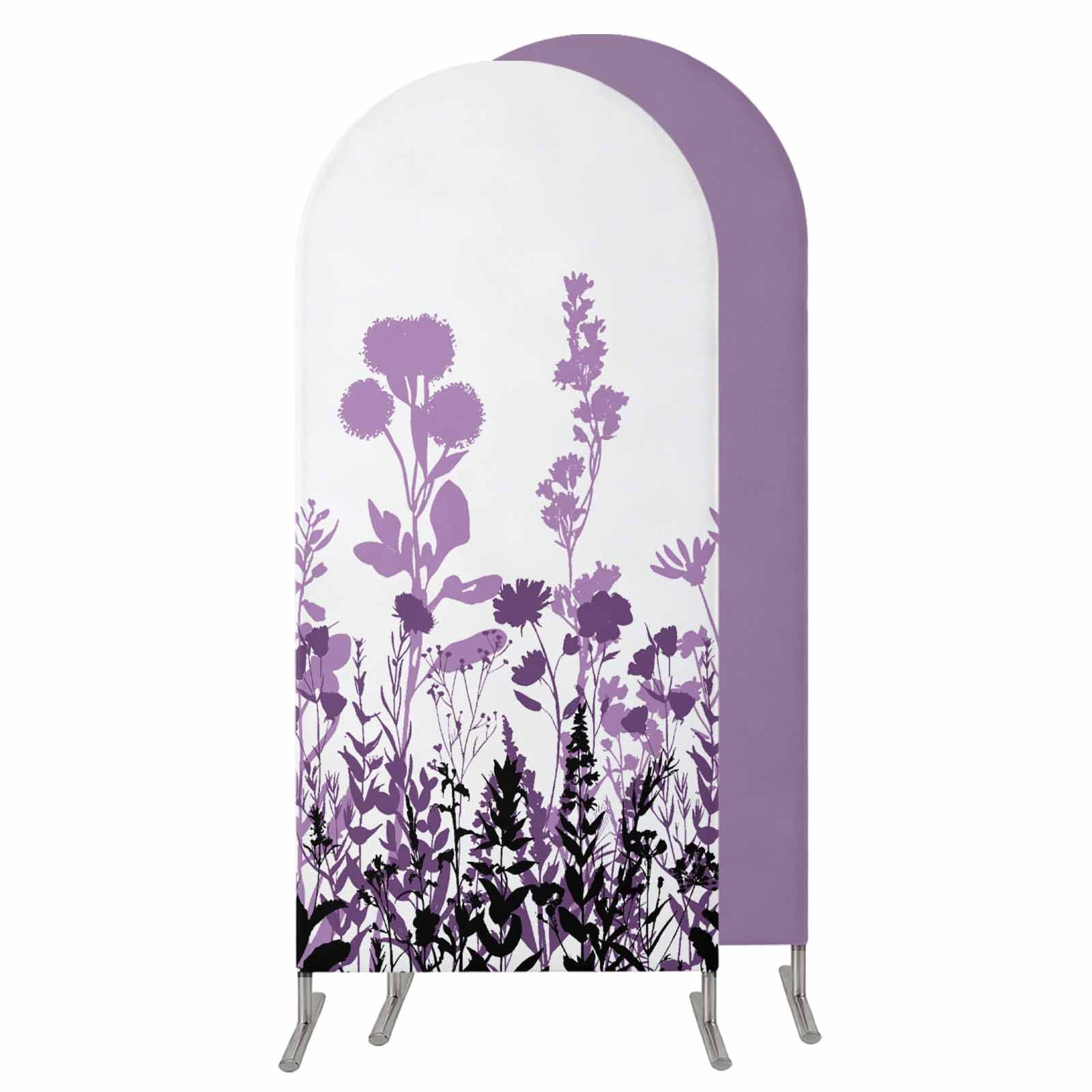 7.2FT Arch Backdrop Covers, Purple Flowers Wedding Arch Cover Stretchy ...