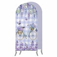 7.2FT Arch Backdrop Covers, Purple Flowers Wedding Arch Cover Stretchy ...