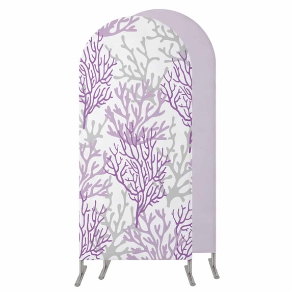 7.2FT Arch Backdrop Covers, Purple Gray Coral Coastal Wedding Arch ...