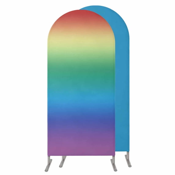 7.2FT Arch Backdrop Covers, Rainbow Colors Ombre Cream Wedding Arch ...