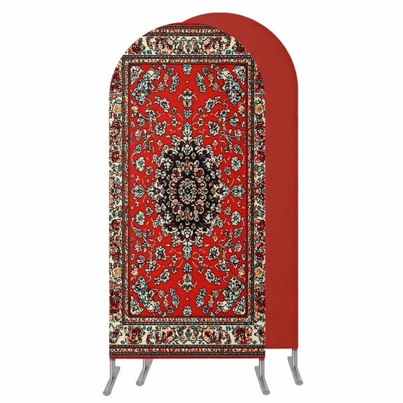 7.2FT Arch Backdrop Covers, Red Bohemian Wedding Arch Cover Stretchy ...