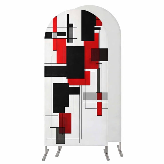 7.2FT Arch Backdrop Covers, Red Grey Black Wedding Arch Cover Stretchy ...