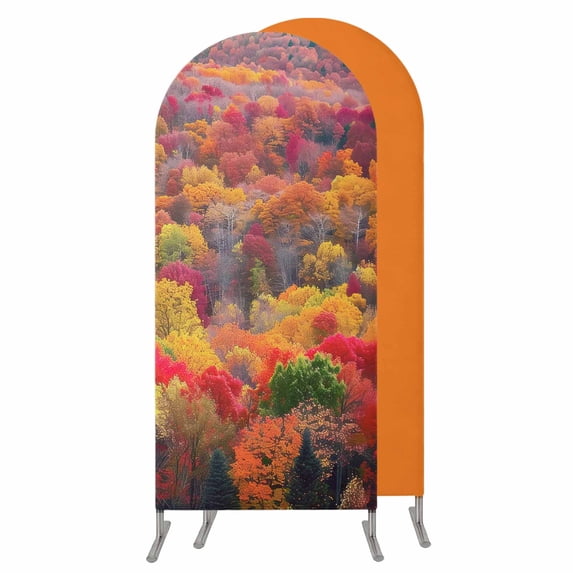 7.2FT Arch Backdrop Covers, Red Orange Green Forest Wedding Arch Cover ...
