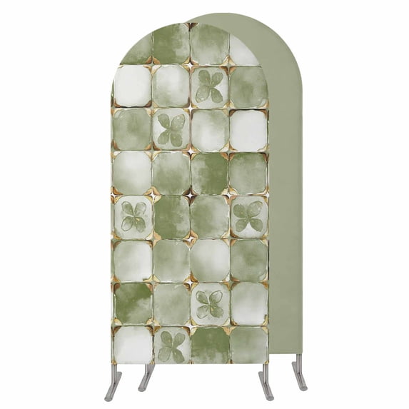 7.2FT Arch Backdrop Covers, Sage Green Geometric Wedding Arch Cover ...