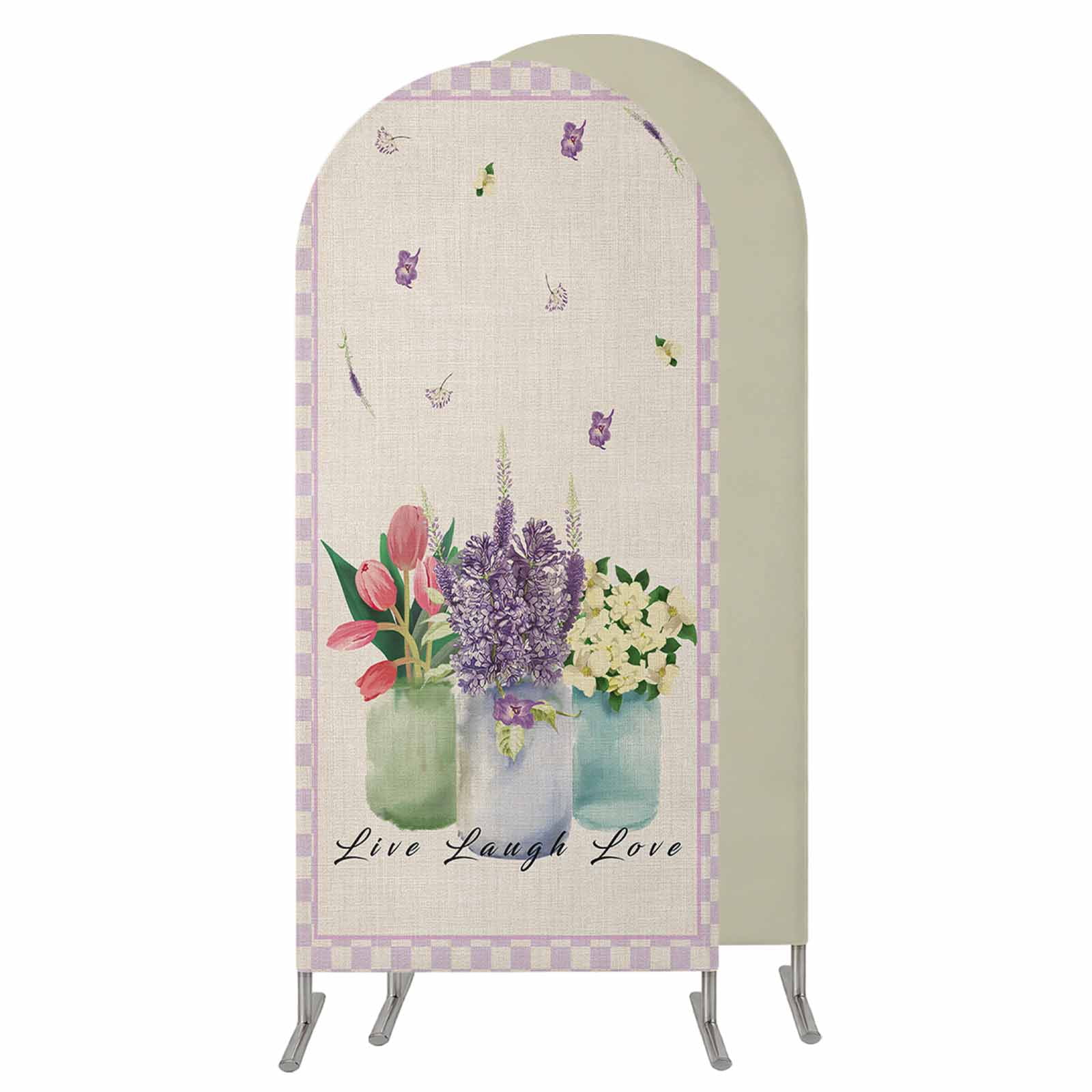 7.2FT Arch Backdrop Covers, Spring Flower Tulip Lavender Wedding Arch ...
