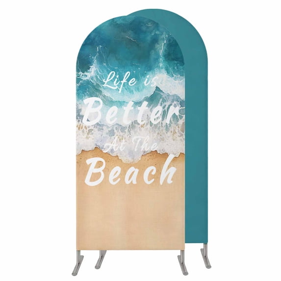 7.2FT Arch Backdrop Covers, Summer Beach Blue Wedding Arch Cover ...