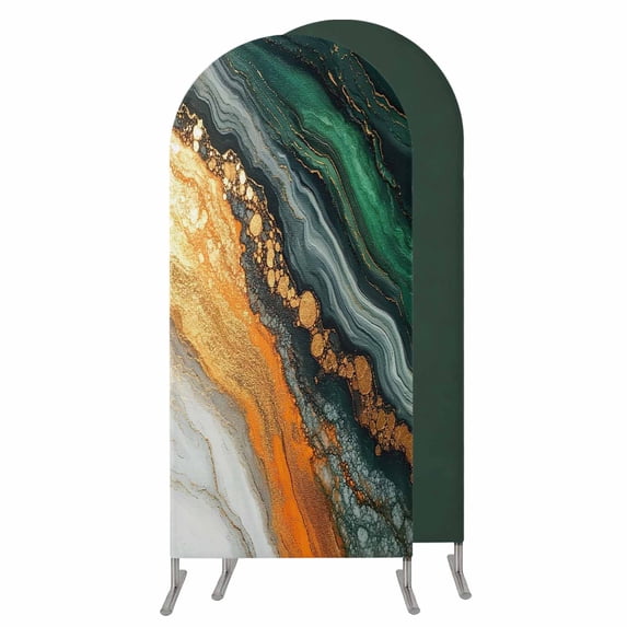 7.2FT Arch Backdrop Covers, Teal Orange Marble Wedding Arch Cover ...