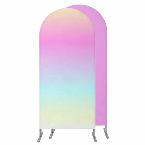 7.2FT Arch Backdrop Covers, Teal Pink Ombre Wedding Arch Cover Stretchy ...