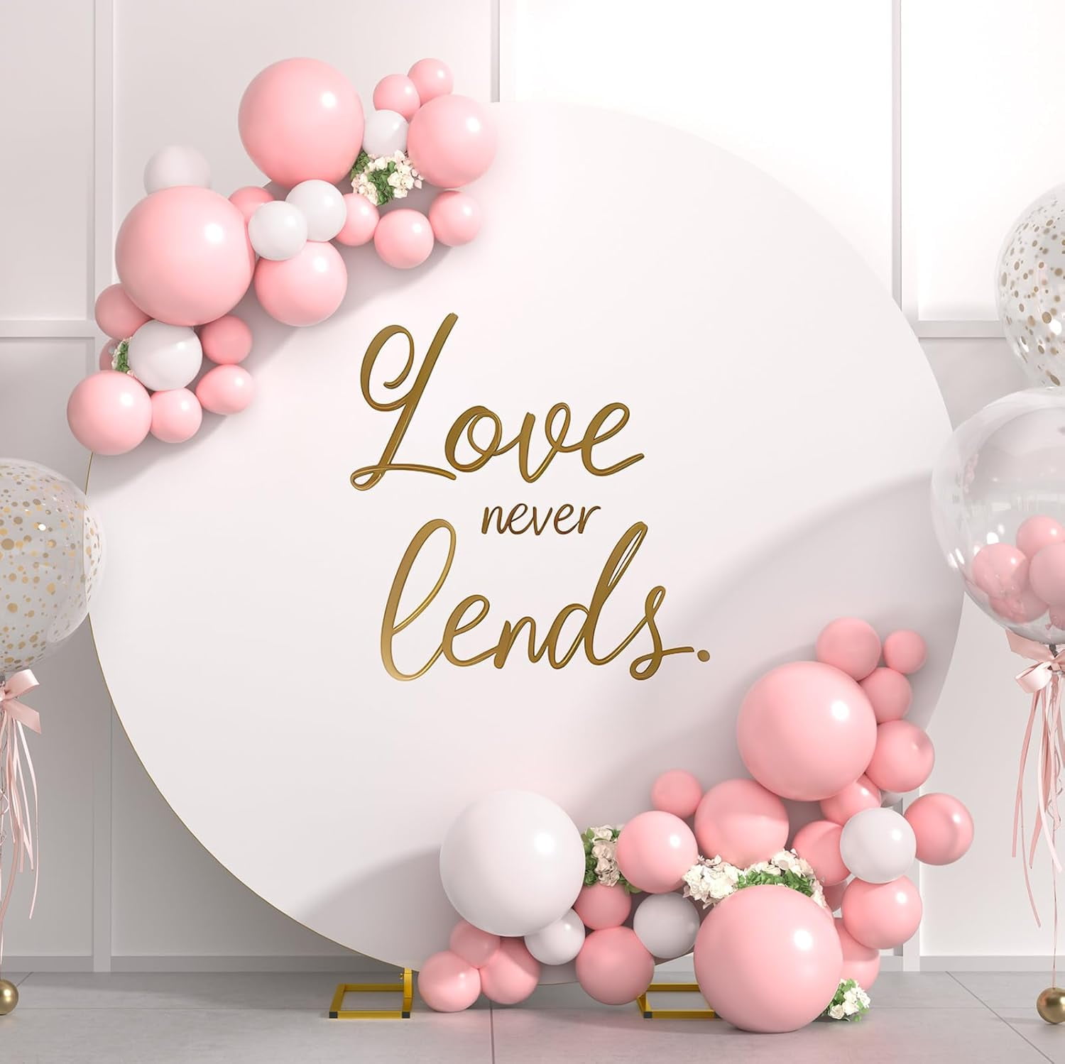 7.2FT Round Metal Backdrop Stand with Wedding Arch Cover Spandex, Gold ...