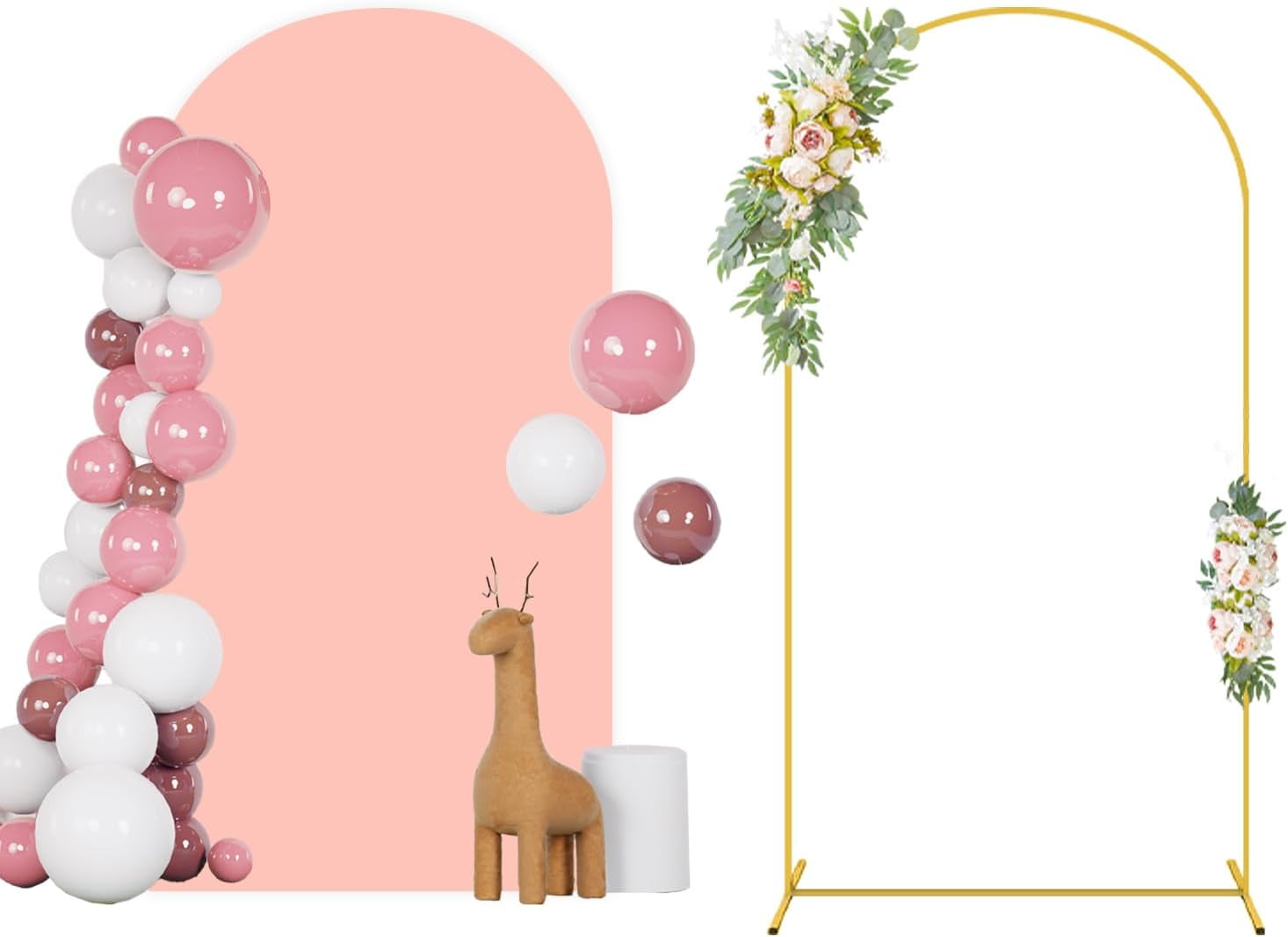 7.2FT Wedding Arch Backdrop Stand with Spandex Arch Cover Dusty Rose ...