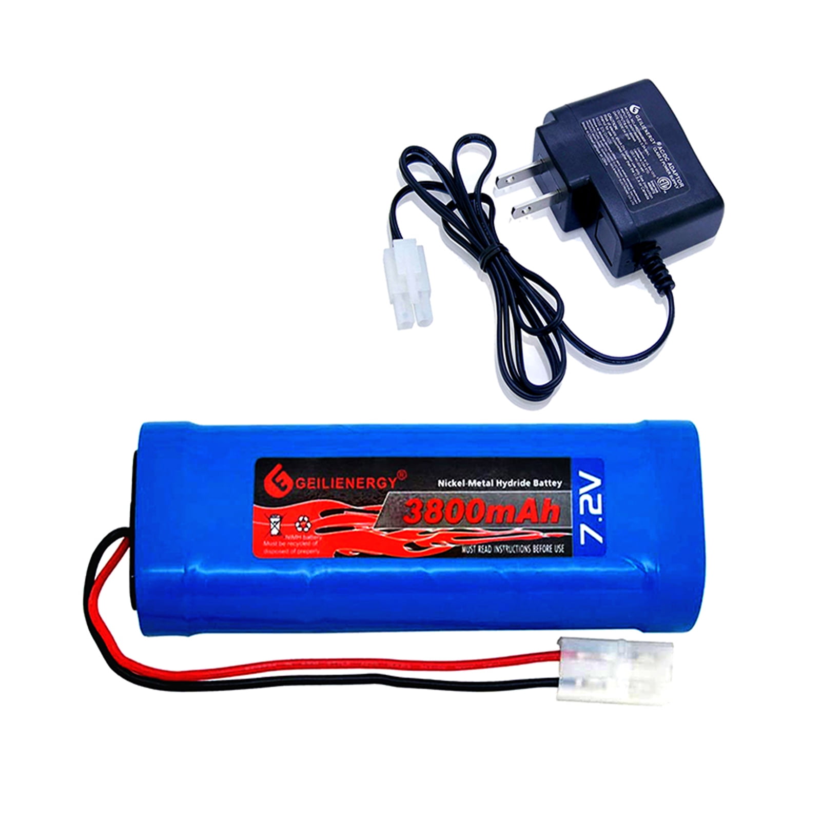 7.2V 3800mAh NiMH Battery for Traxxas RC Cars, Trucks, Boats with Tamiya Connector + 7.2V ...