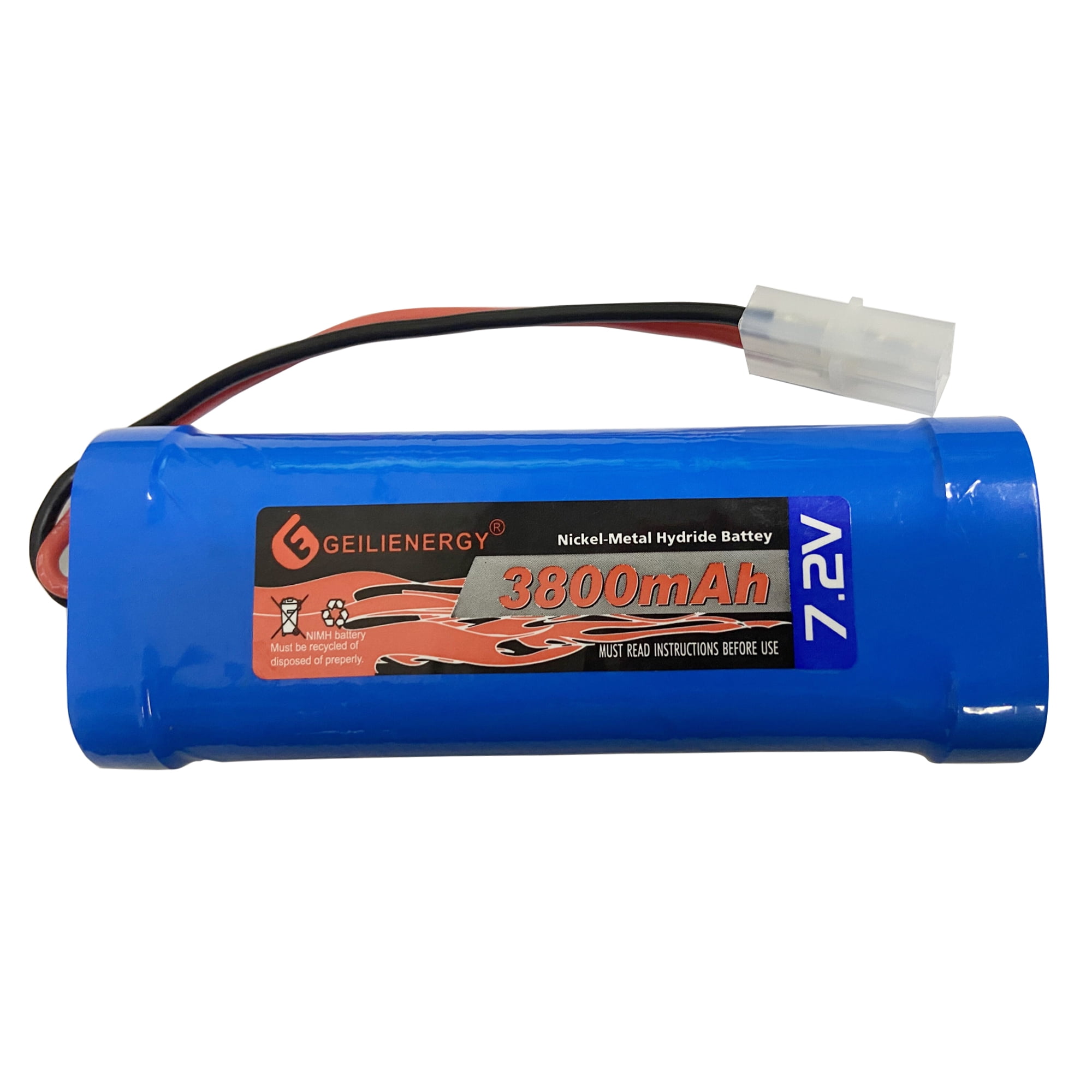 7.2V RC Battery Pack (1 Pack) 3800mAh High Capacity 6-Cell NiMH Flat ...