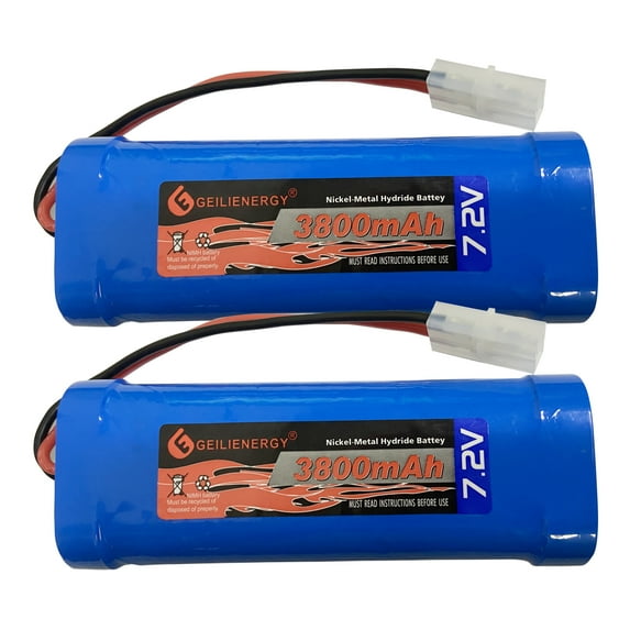 7.2V RC Battery Pack(2 Pack) 3800mAh High Capacity 6-Cell NiMH Flat Battery Pack w/Standard ...