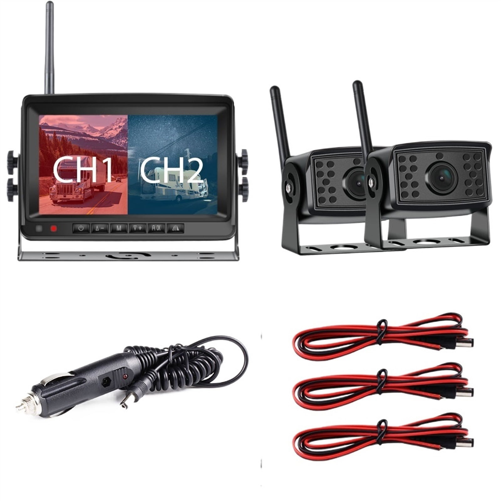 7" 2ch AHD Wireless Truck DVR Car Monitor Car Display Screen IR Night ...