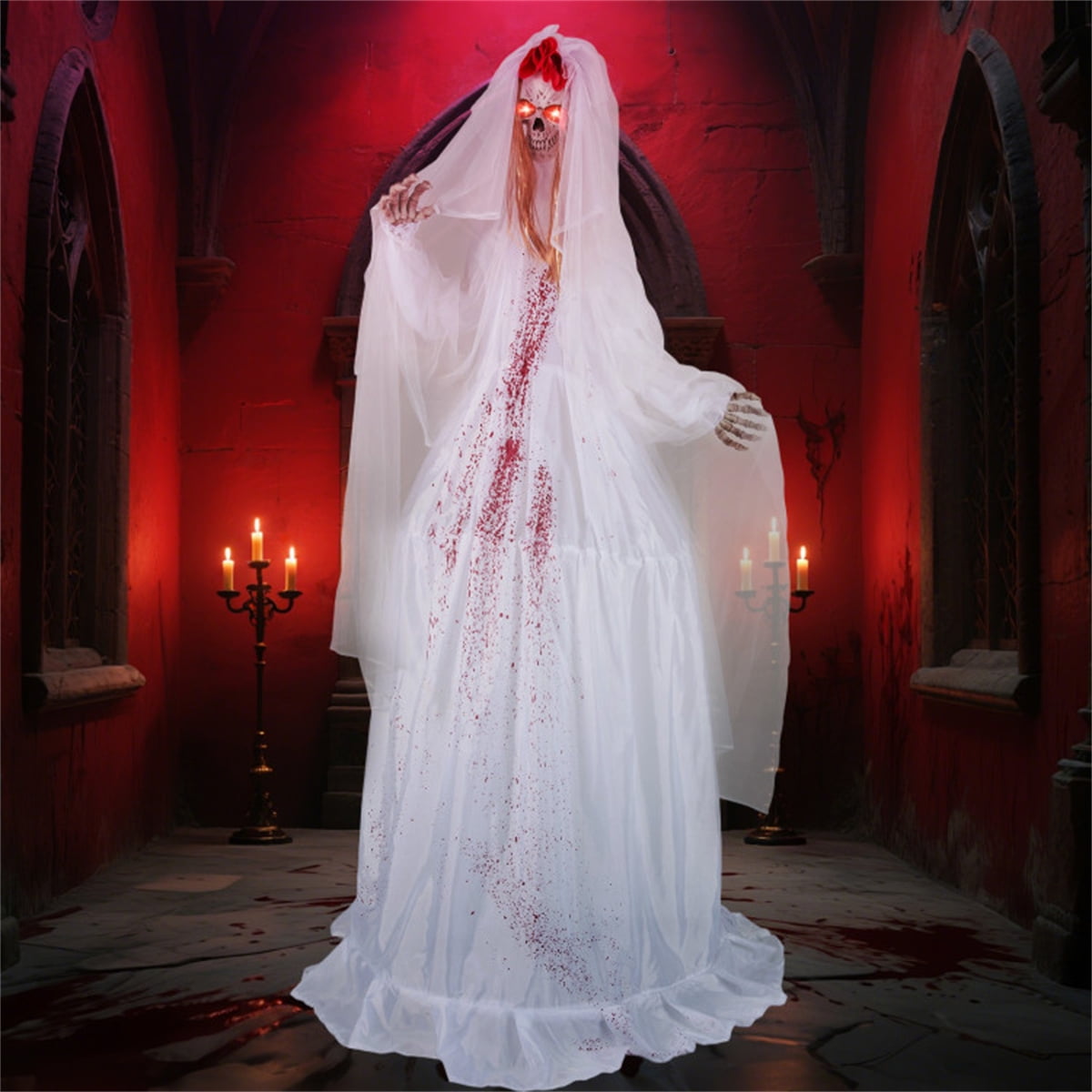 7.2ft Life-Size Sound-Activated Halloween Bride Prop - Animated ...